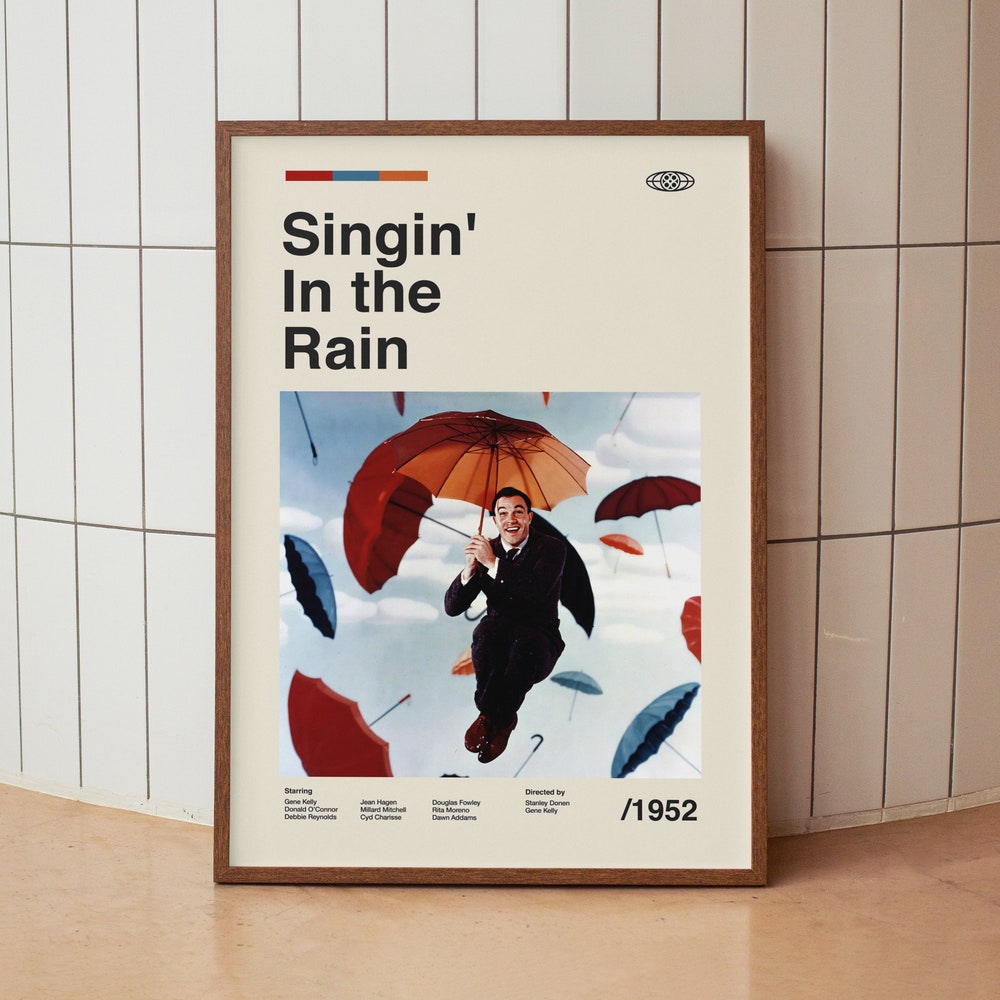 Singin' in the Rain Vintage Movie Poster Gene Kelly Minimalist ...