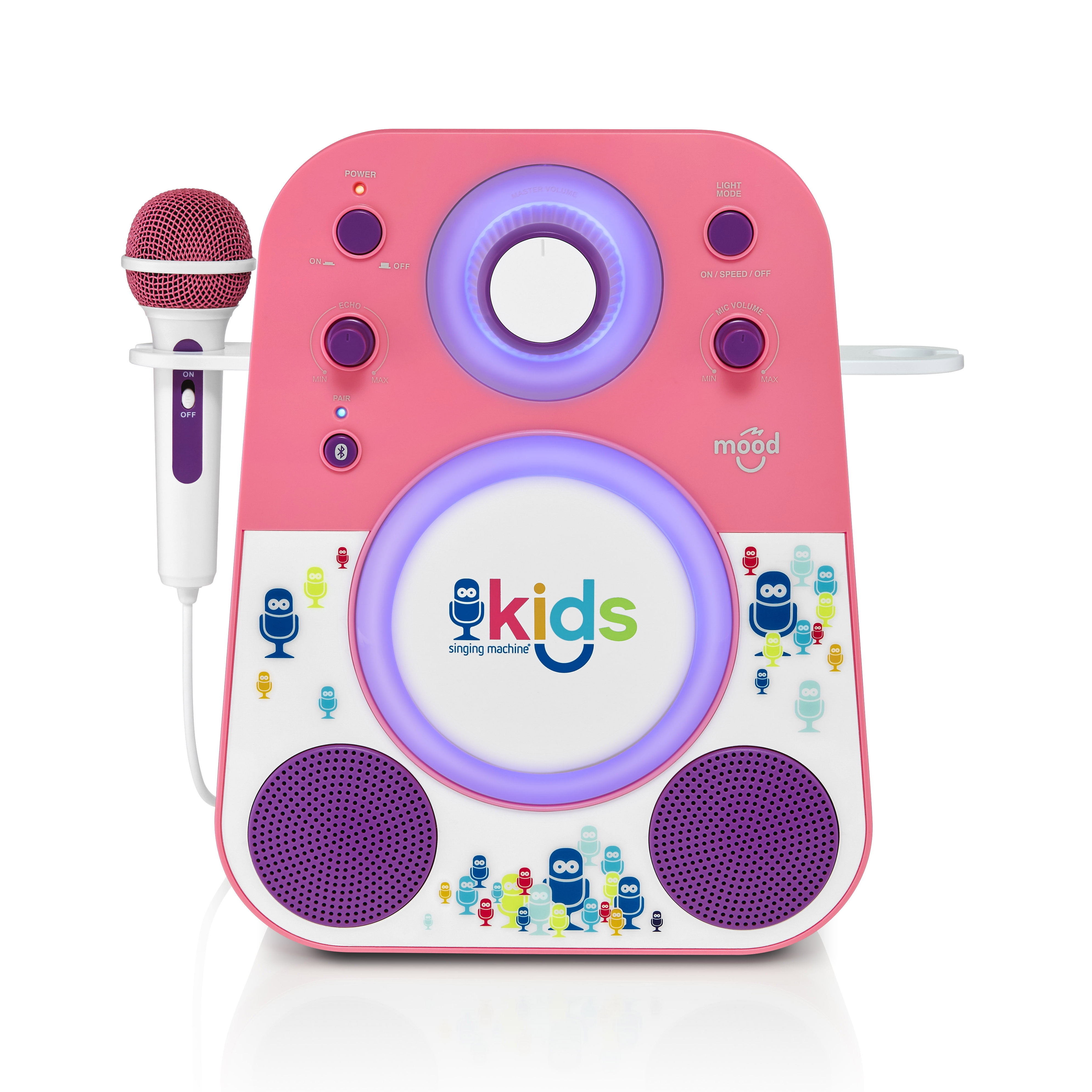 Singing Machine Kids Mood LED Glowing Bluetooth Sing-Along Speaker w ...