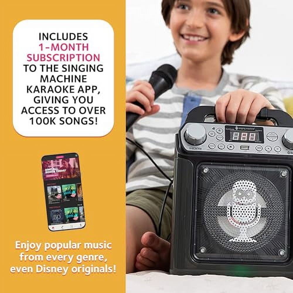 Singing Machine Portable Karaoke Machine with Wired Mic, Bluetooth, LED ...