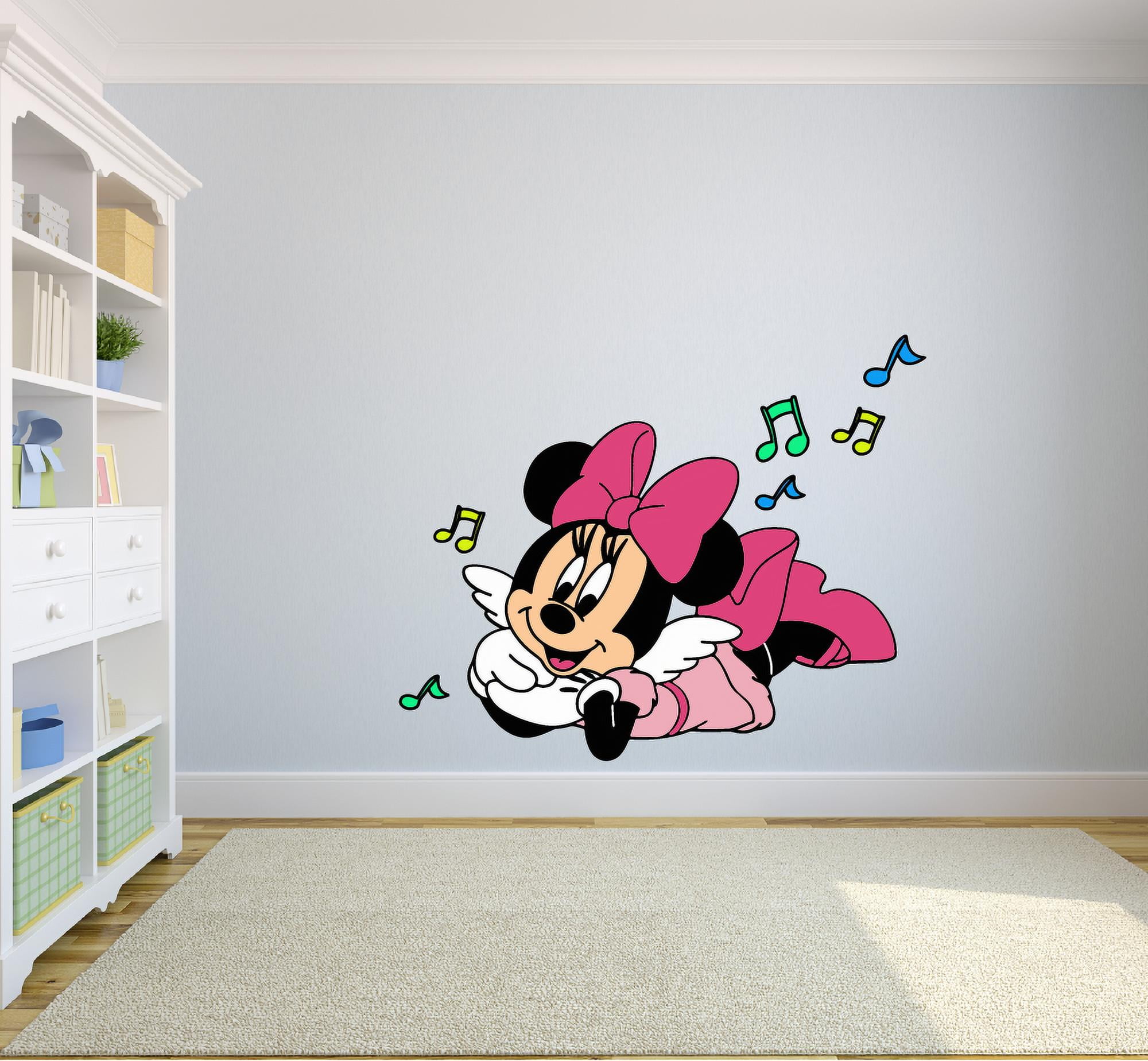 Singing Minnie Mouse Pink Dress Cartoon Character Graphic Decal Sticker ...