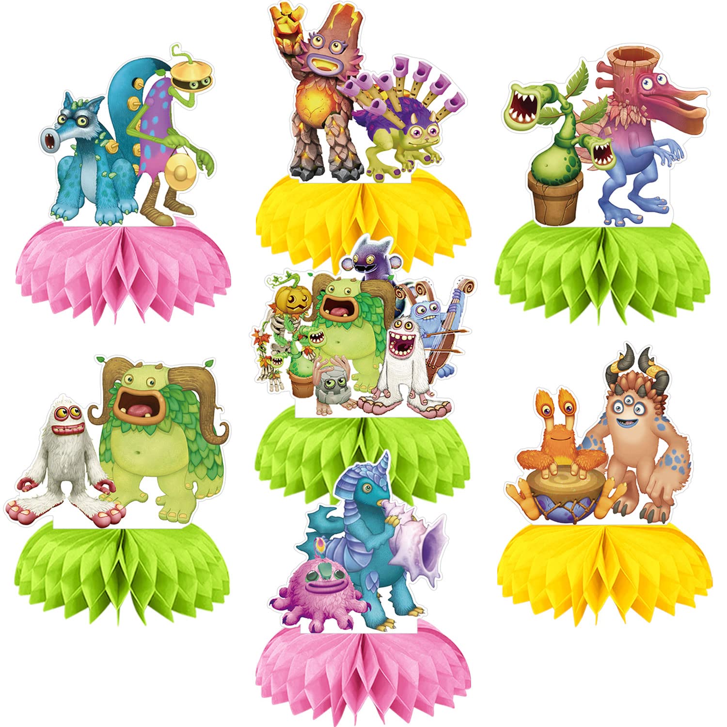 Singing Monsters Party Decorations Honeycomb Centerpiece, 7 Pieces ...