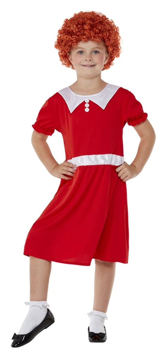 Singing Orphan Costume Girls Fancy Dress Large Female Kids Red Party ...