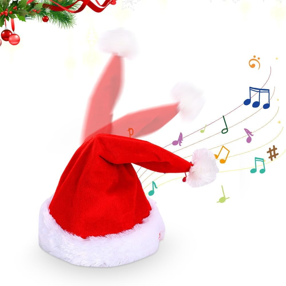 Singing and Dancing Electric Christmas Santa Hat for Adults Kid,Swing ...
