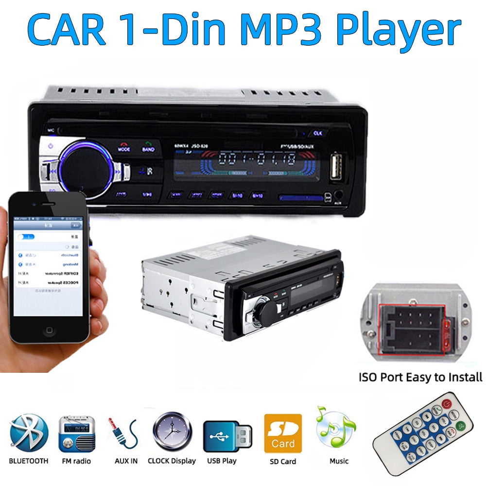 Single 1 Din Car Stereo Bluetooth In-dash Head Unit MP3 Player FM USB ...