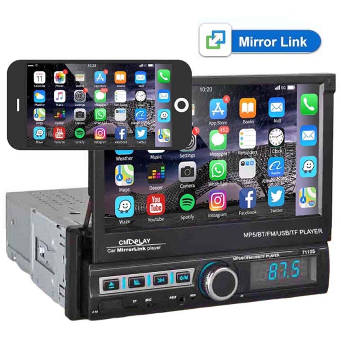 Single 1 Din Touchscreen Car Radio 7" Electric Flip Out Touch Screen ...