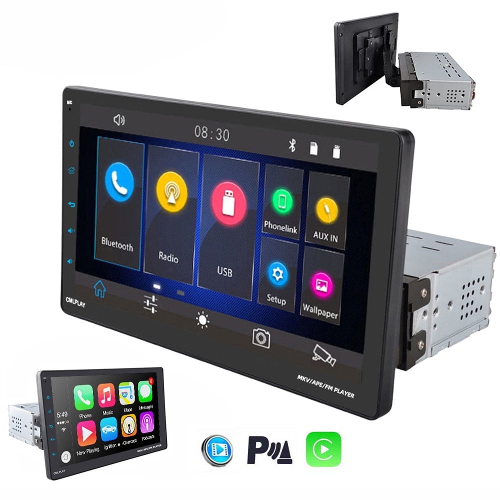 Single 1 Din Touchscreen Car Stereo Apple Carplay Android Auto 9 inch Detachable Car Radio with ...