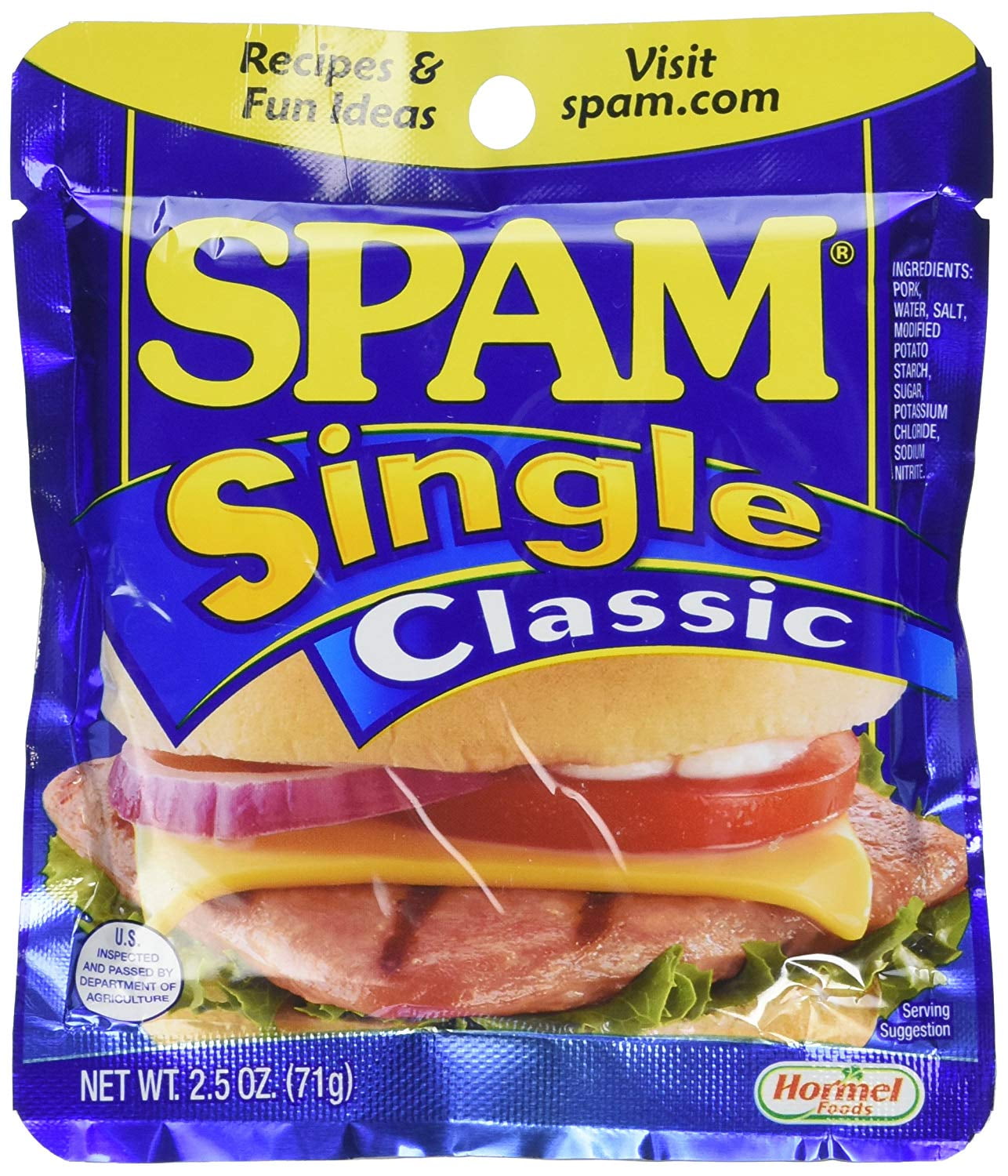 SPAM Single Serving Size, 3-Ounce Pouches (Pack of 6) - Groceries Food ...