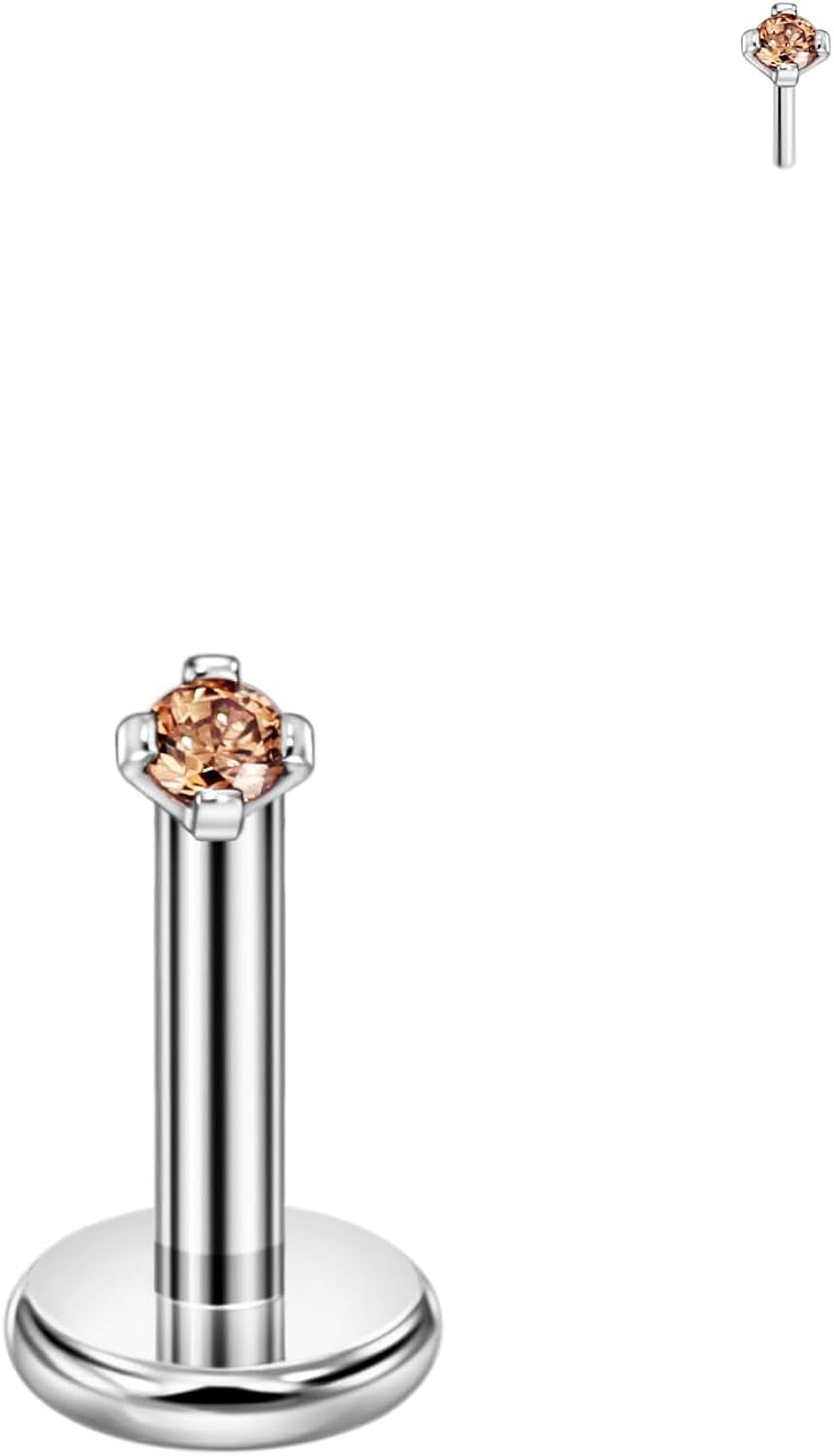 Single 316L Surgical Steel Threadless Labret Stud With Cz For Nose ...