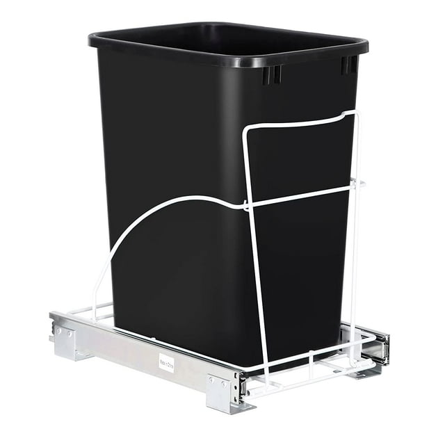 Single 35 Quart Kitchen Cabinet Pull-Out Trash Can Waste Bin Container ...