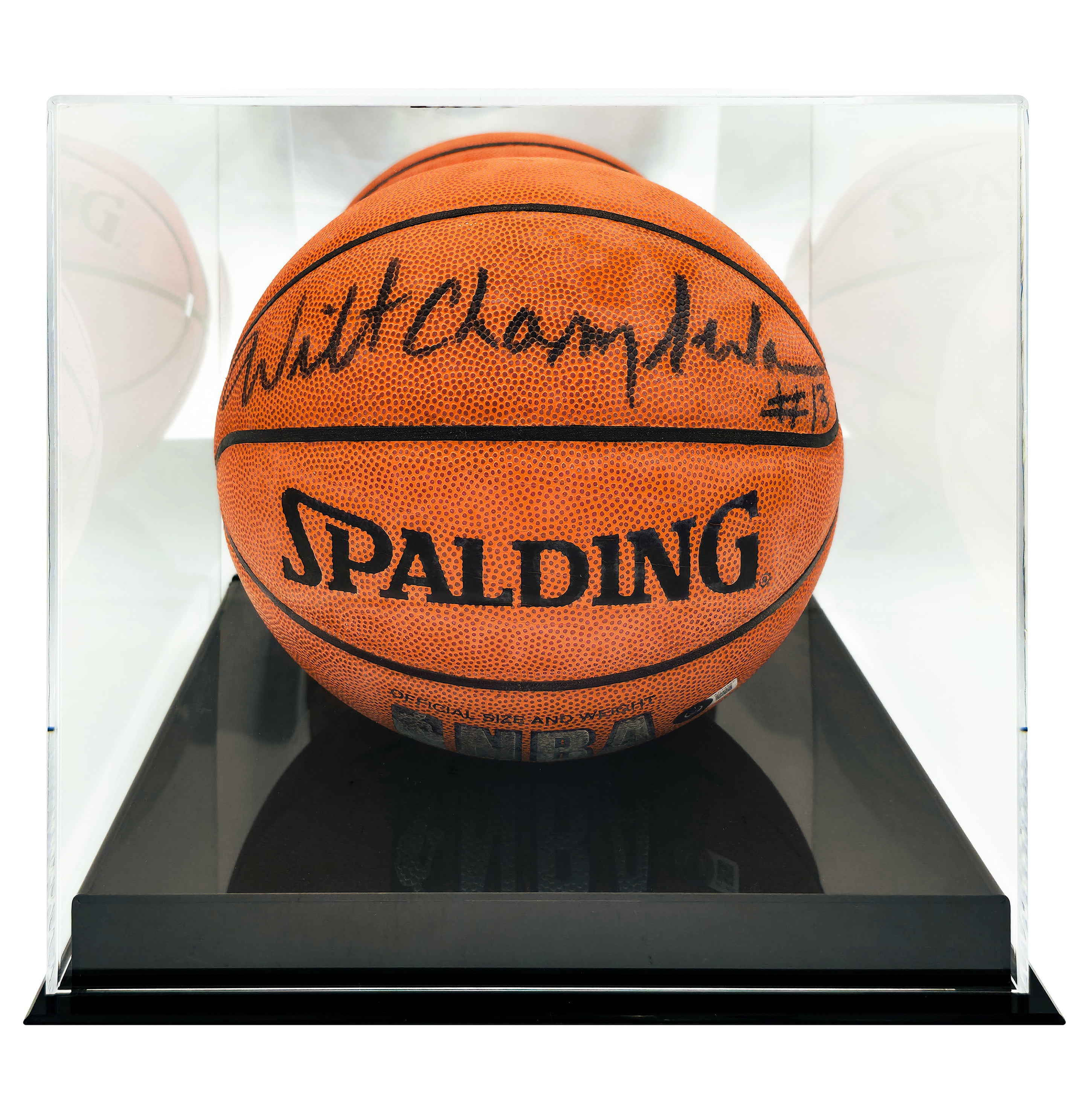 Single Acrylic Basketball Display Case - Black Base With Mirror Back ...