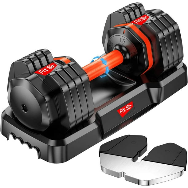 Single Adjustable Dumbbell 55LB, Fit Sir Weights Dumbbells Set 15~55lb ...