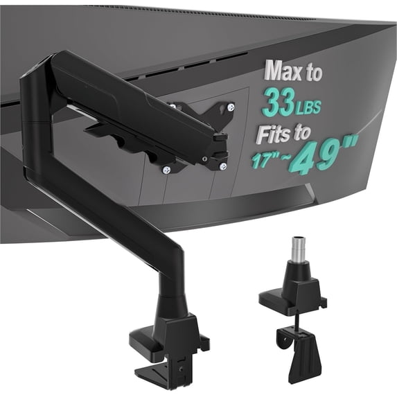 Single Arm for 17-49 Inch Flat Curved Ultrawide Screens, up to 33 Lbs ...