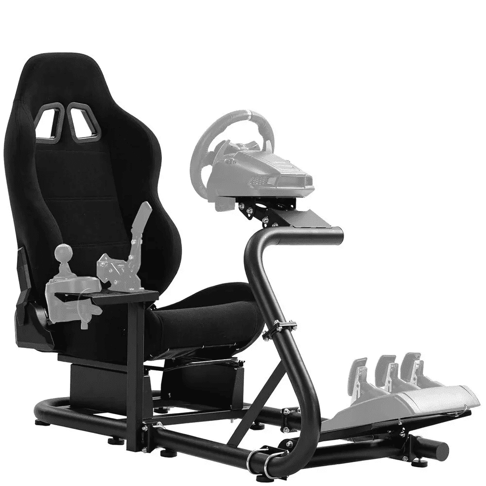 Single Arm Sim Racing Cockpit with Black Seat Compatible with Logitech ...