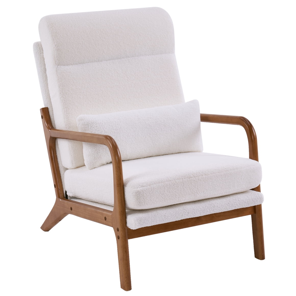 Single Armchair with High Back, Leisure Sofa Chair with Solid Wood Legs ...