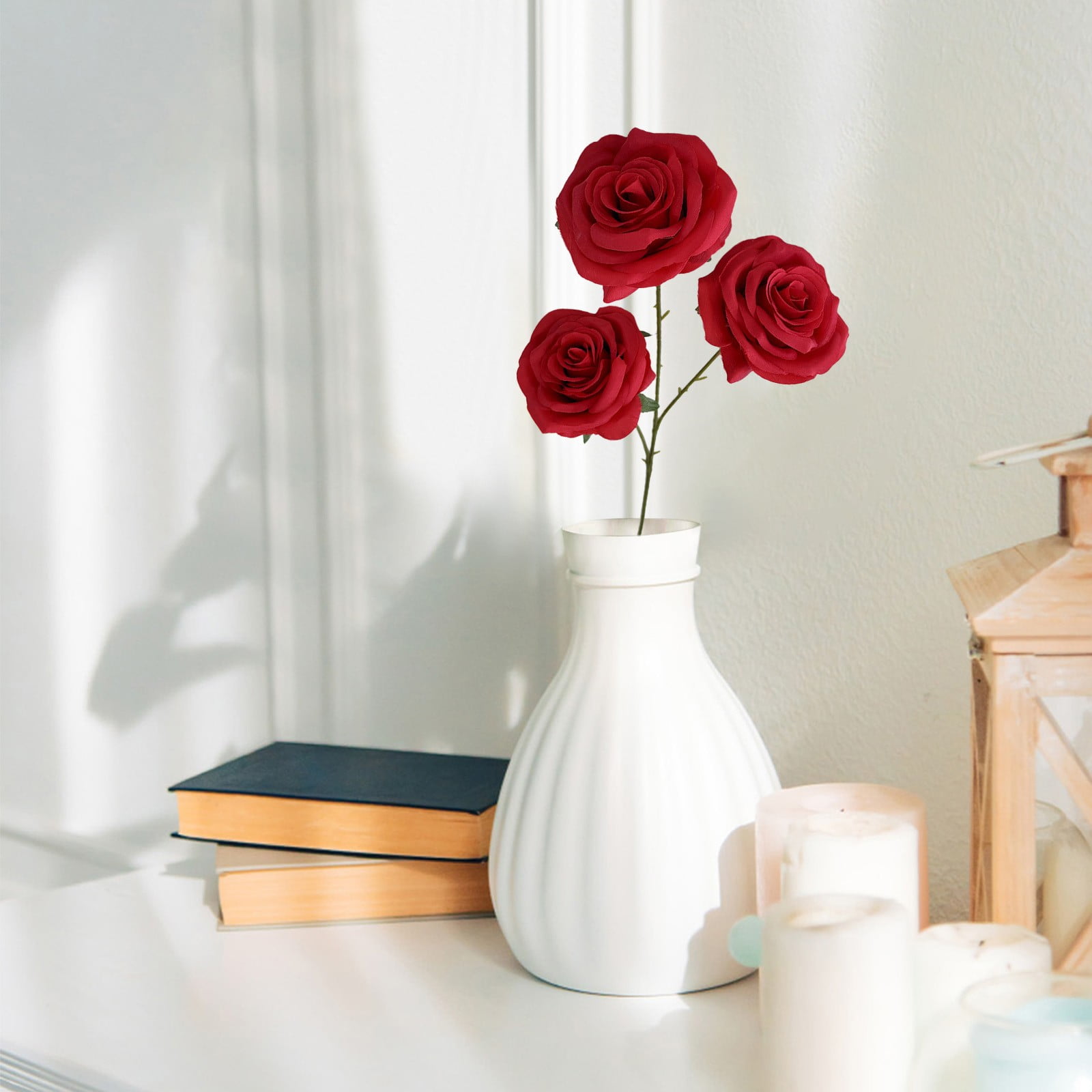 Single Artificial Red Rose 20 Inch Realistic Silk Flower For ...
