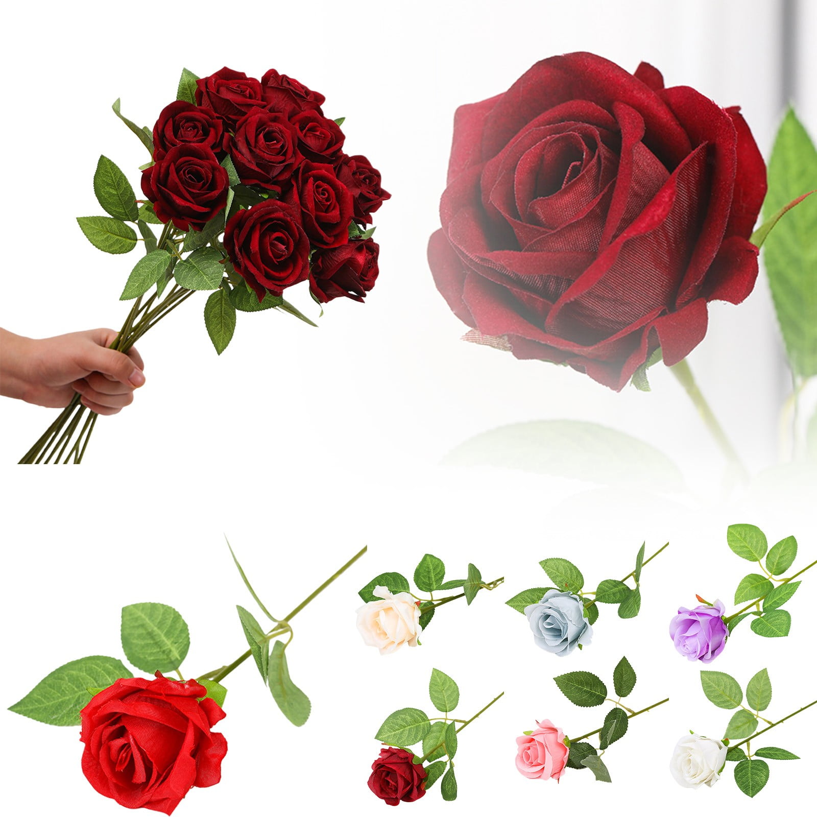 Single Artificial Rose 21 Inch Real Touch High Simulation Fake Flower ...