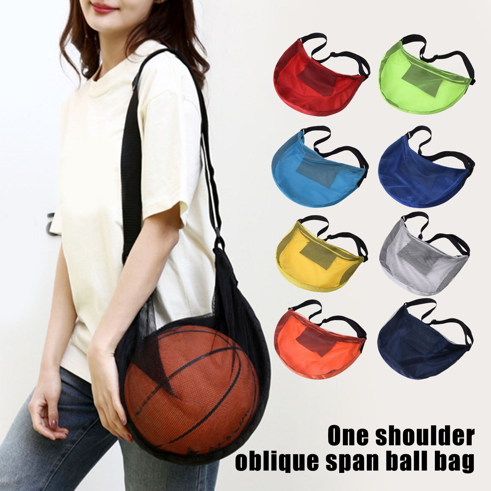 Single Ball Bag with Zipper Pocket Mesh Shoulder Bag - Sport Equipment ...