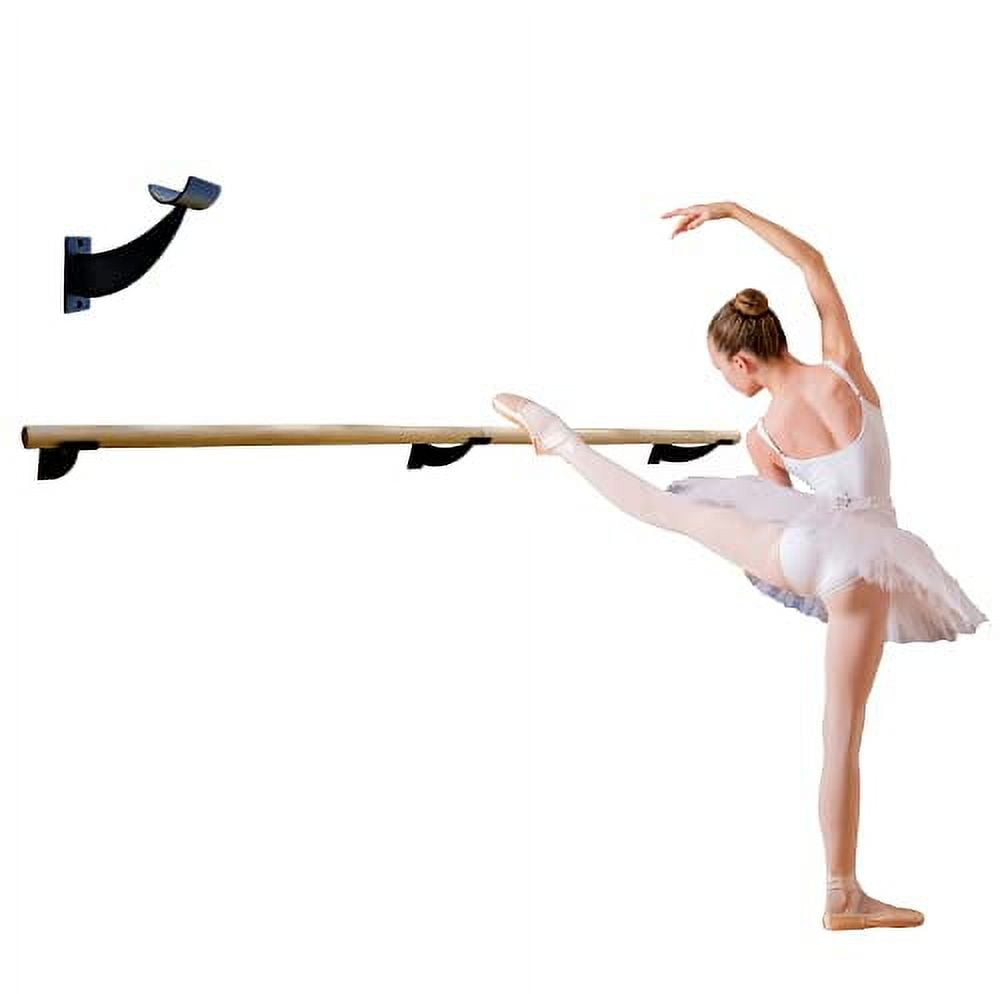 Single Bar Fixed Height Wall Mount Ballet Barre System Traditional Wood ...