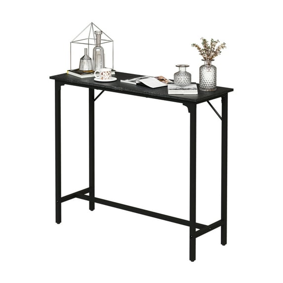 Single Bar Table Black 110x38x99cm High-Density MDF Iron Frame with ...