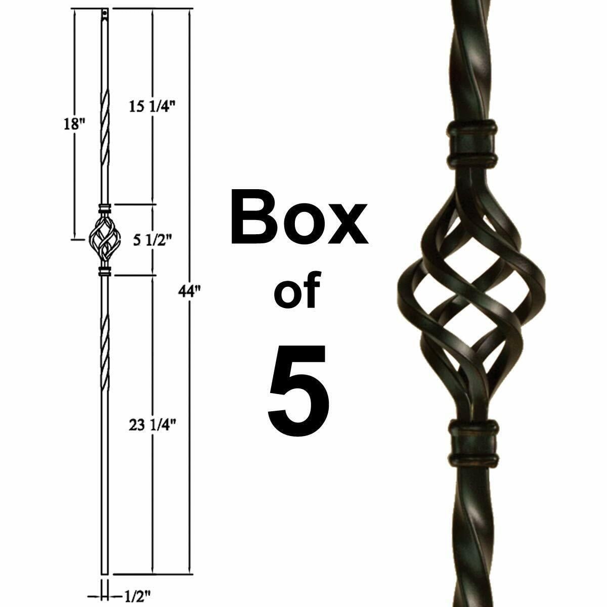 Single Basket Stair Iron Balusters (5-Pack) Hollow Metal Spindles ...