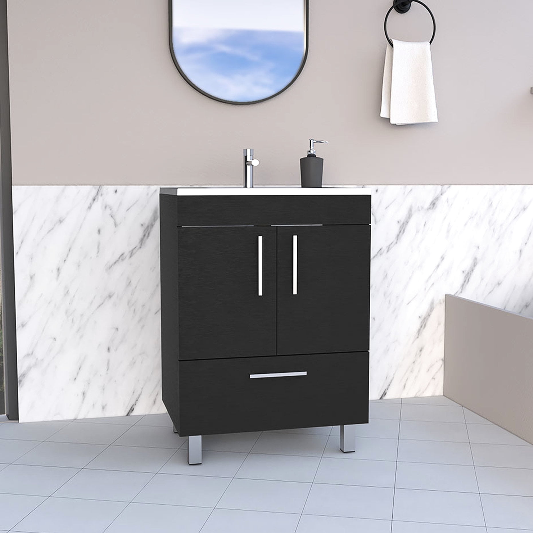 Single Bathroom Vanity | Double - Door and One Drawer for Modern ...