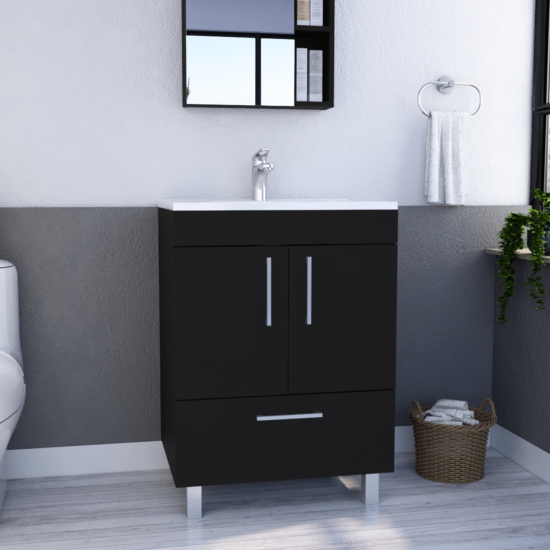 Single Bathroom Vanity with Solid Wood + MDF Filler | Good for Long ...