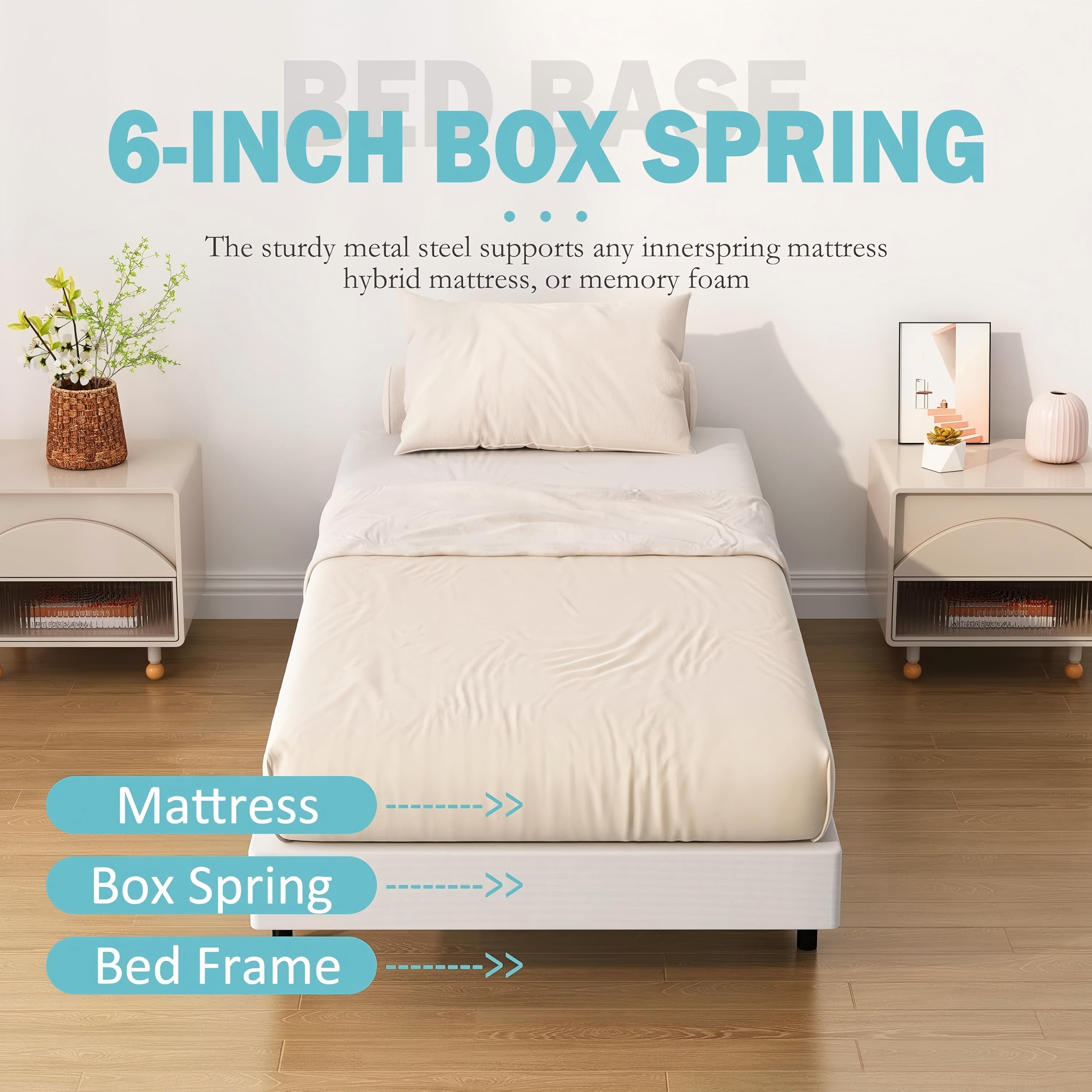 Single Bed Spring Bed Base 6 Inches (about 15.2 Cm), Low-profile Metal ...