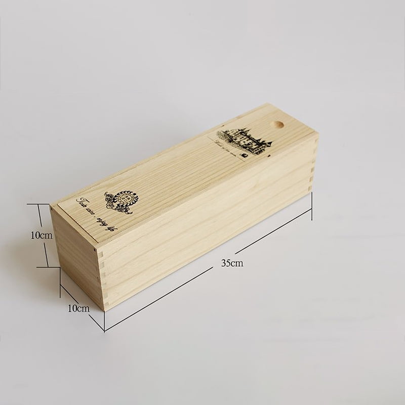 Single Bottle Wooden Wine Box With Lid Decorative Wood Grain Reusable ...