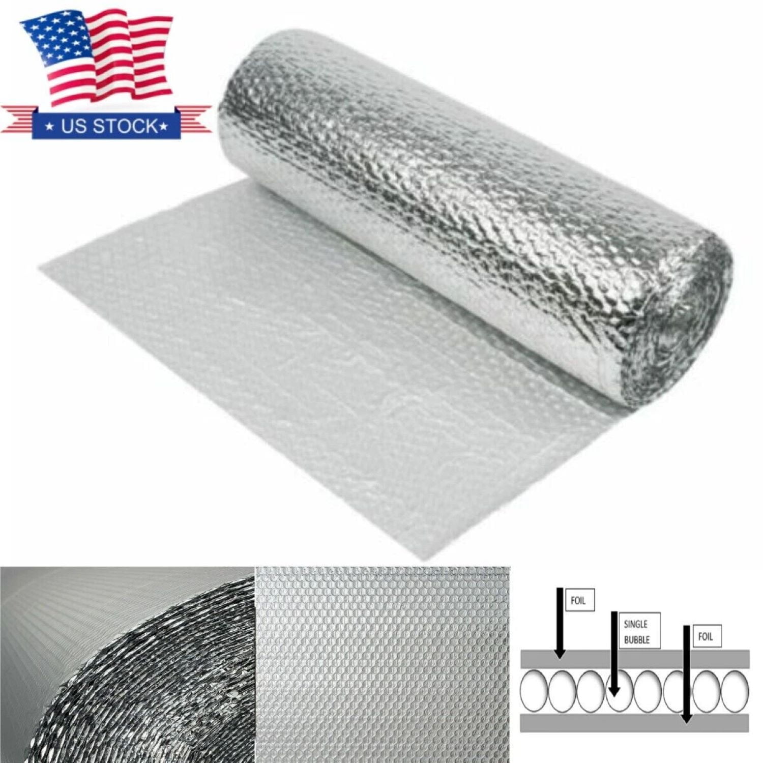 Single Bubble Radiant Barrier Insulation Reflective Foil-Bubble 4x25FT ...