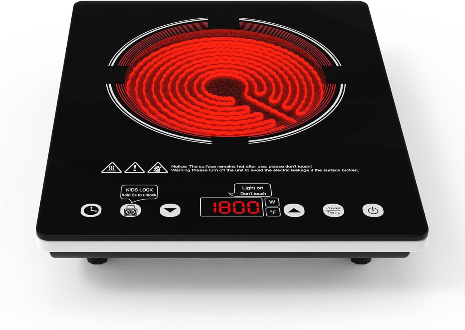 Single Burner Electric Cooktop, 110V-120V Electric Stove Infrared Hot ...