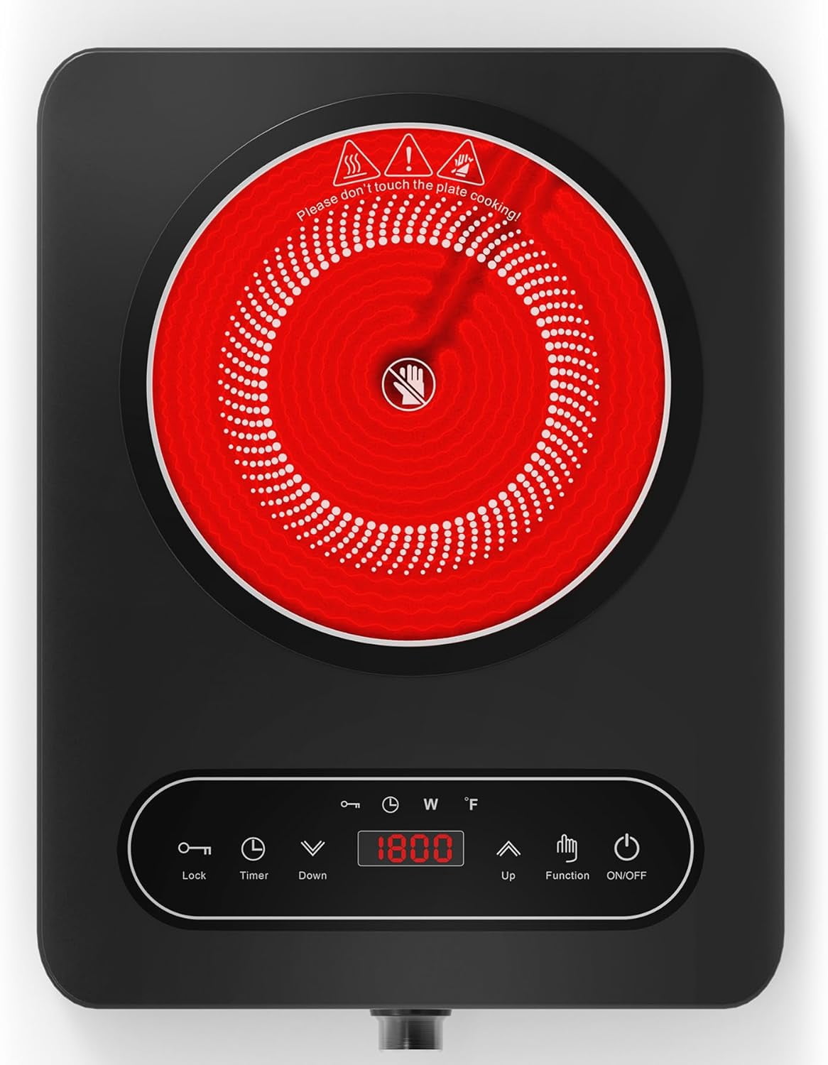 Single Burner Electric Cooktop, 110V 1800W Cooktop with LED Touch ...
