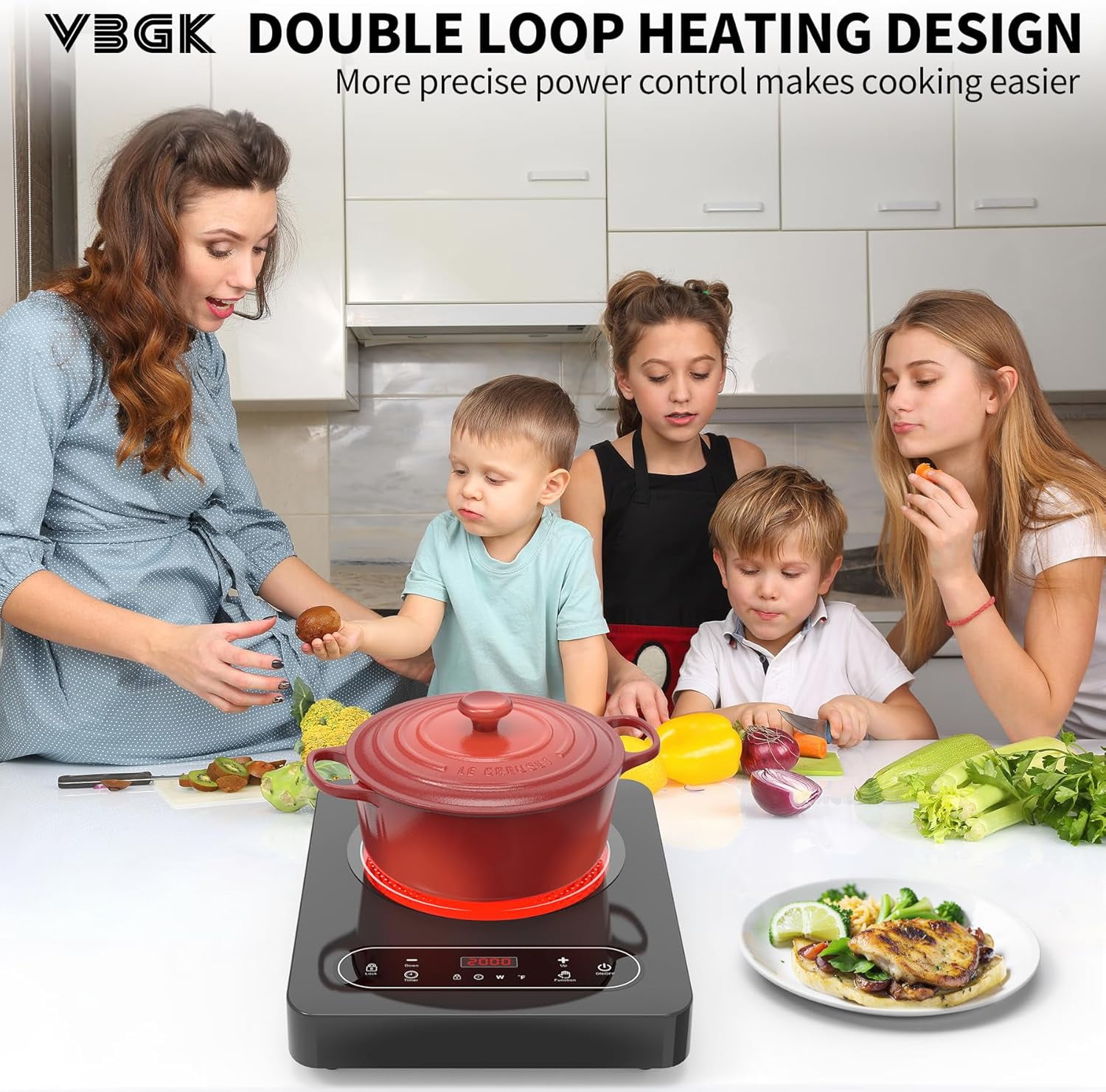 Single Burner Electric Cooktop, 110V 1800W Electric Stove Top with LED ...