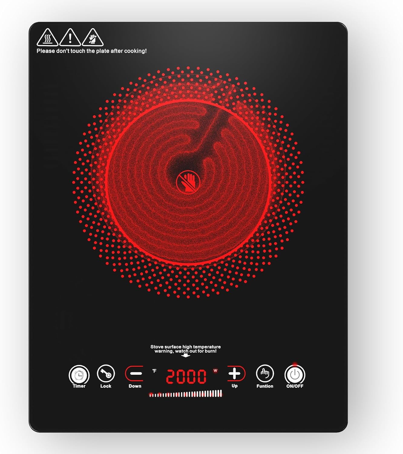 Single Burner Electric Cooktop,110V 1800W Electric Stove Top with LED ...