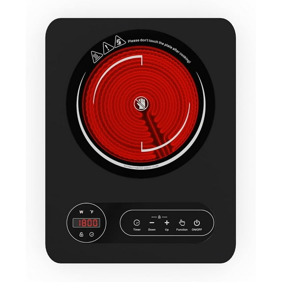 Single Burner Electric Cooktop 1800W - 110V Stove Top Portable with LED ...