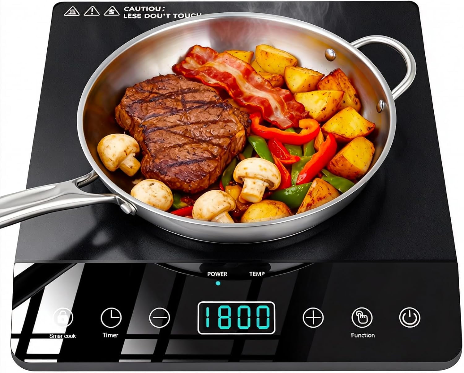 Single Burner Induction Cooktop, ETL-Certified 1800W Portable Cooktop ...