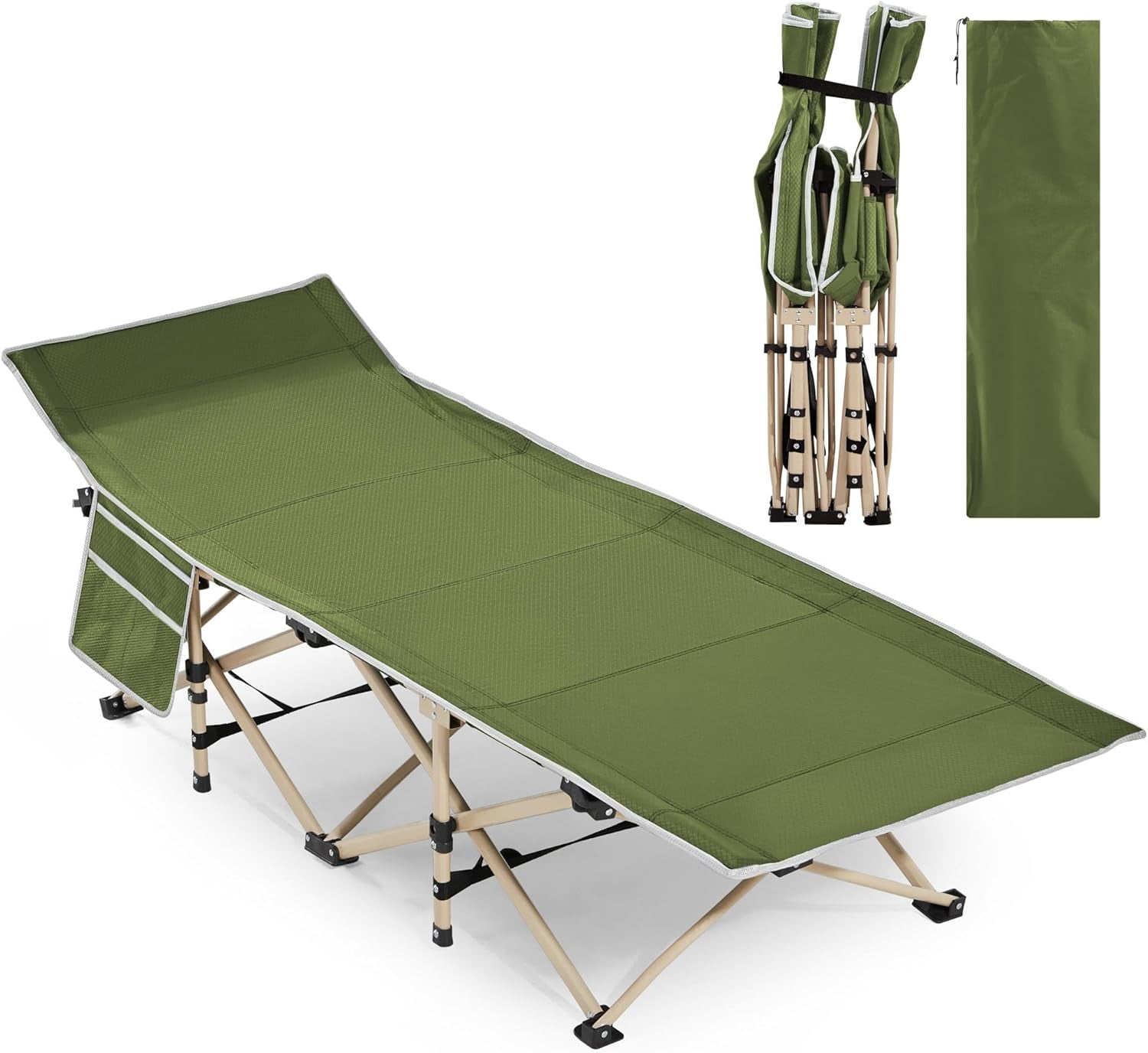 Single Camping Bed Folding Camping Cot Bed Siesta Lounge Chair Adults ...