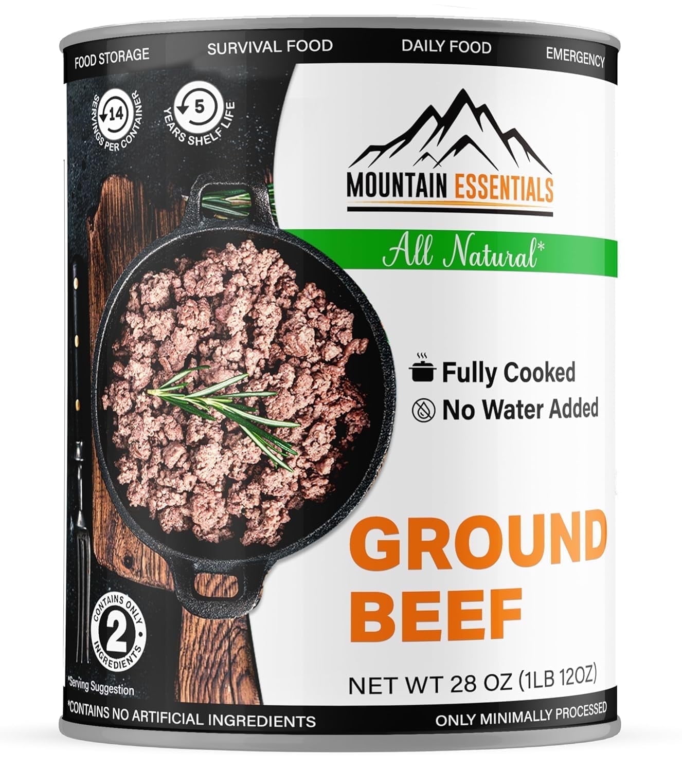 Mountain Essentials Canned Ground Beef, 28 oz, Fully Cooked, Gluten ...