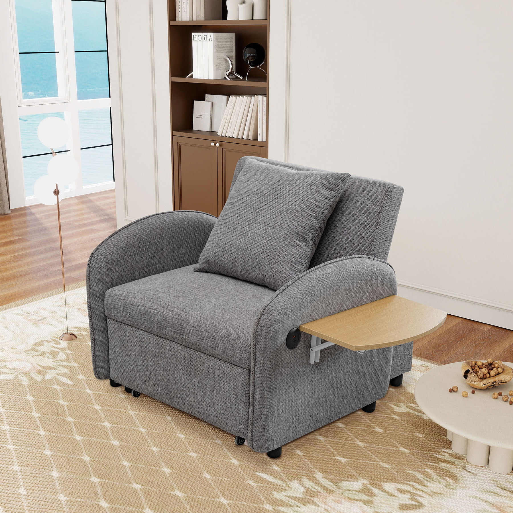 Single Chair Bed in Design, 3 in 1 Pull-Out Sofa Bed with USB Ports for ...