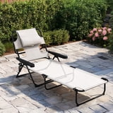 Single Chaise Lounge Chair Contemporary Soft White Powder-Coated Steel ...