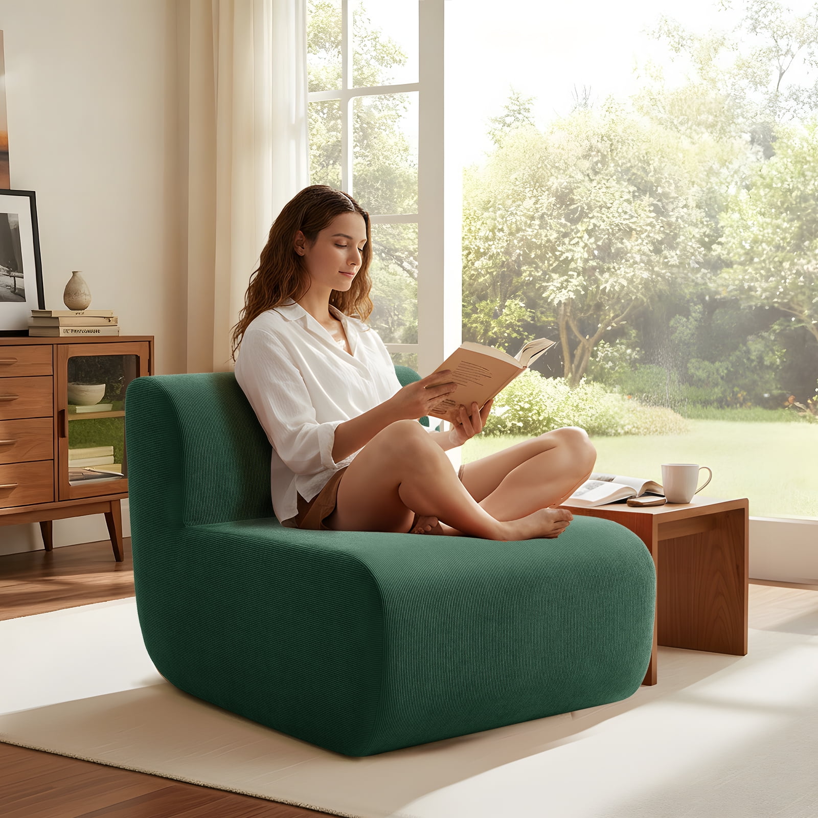 Single Cloud Sofa,Fireside Beanbag Chair Upholstered Floor Sofa Couch ...