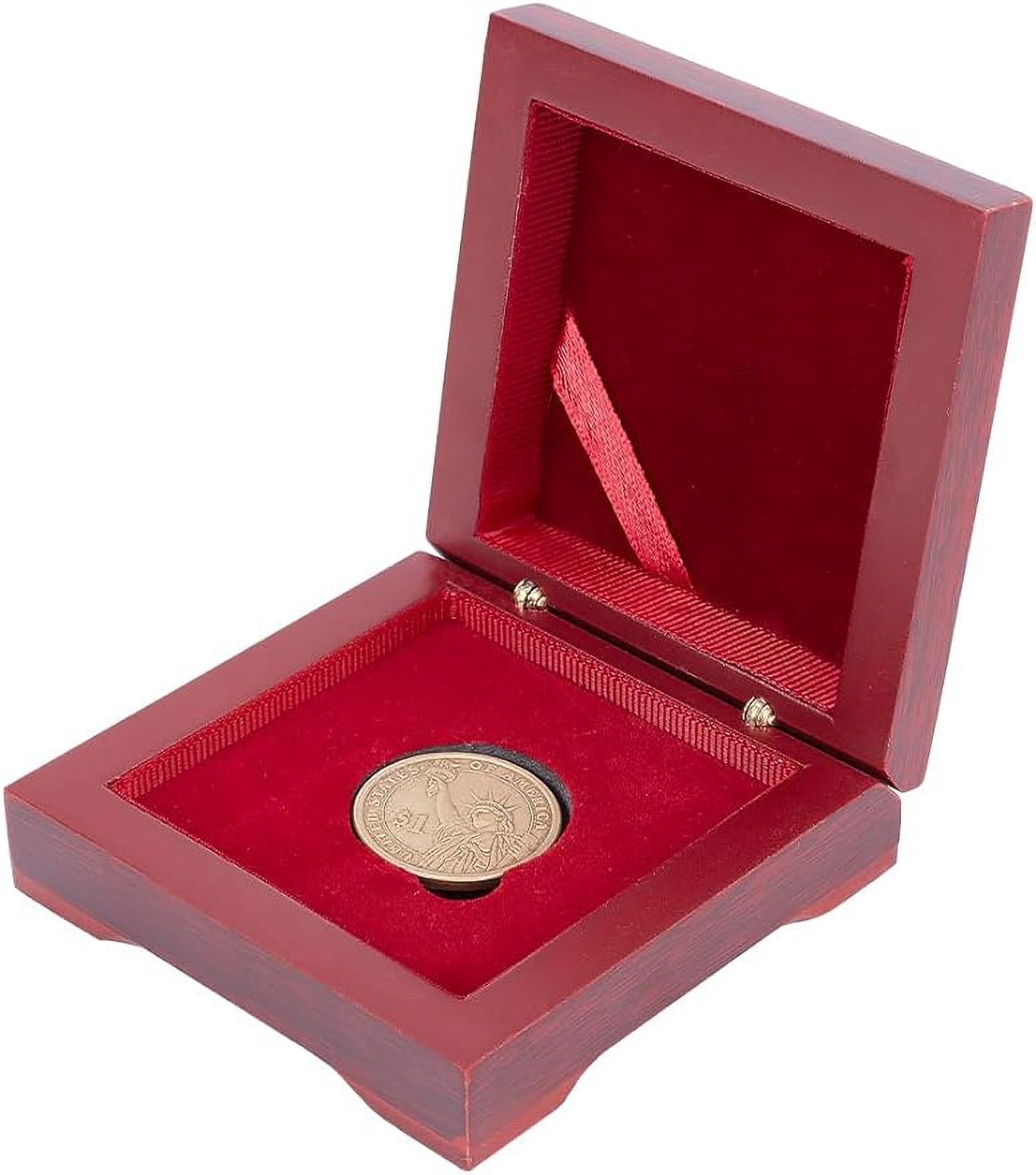 Single Coin Wooden Display Box Dark Red Challenge Coin Presentation ...