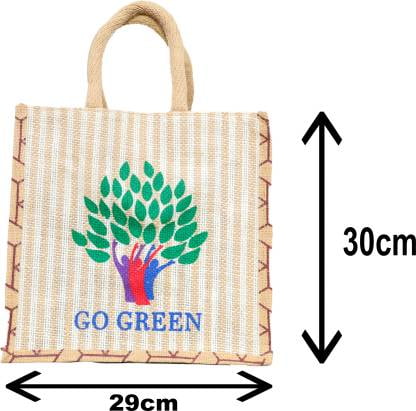 Single Compartment Go Green Printed Jute HandBag Versatile Eco-Friendly ...