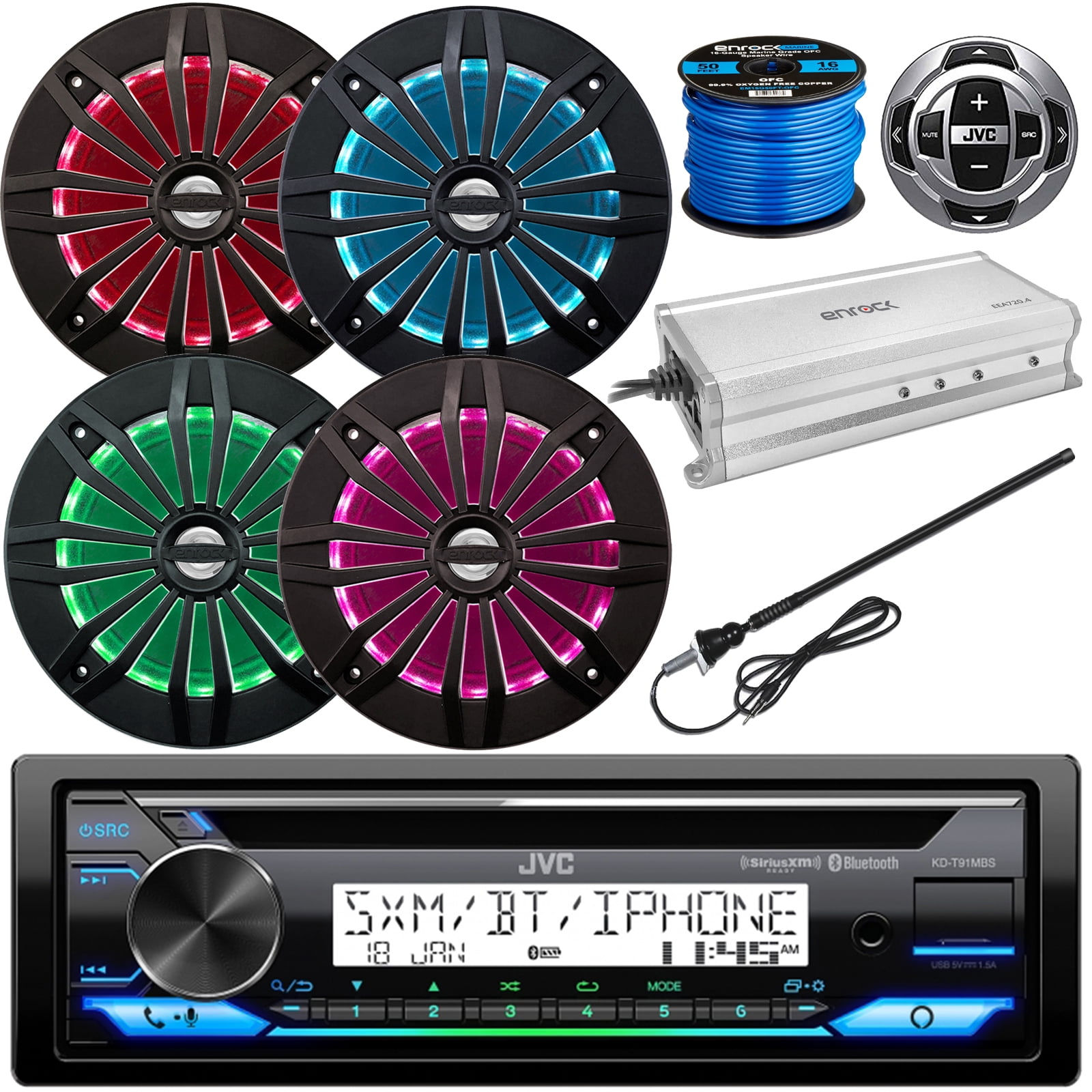 Single DIN In-Dash Marine Bluetooth CD Player Stereo USB AUX Receiver ...
