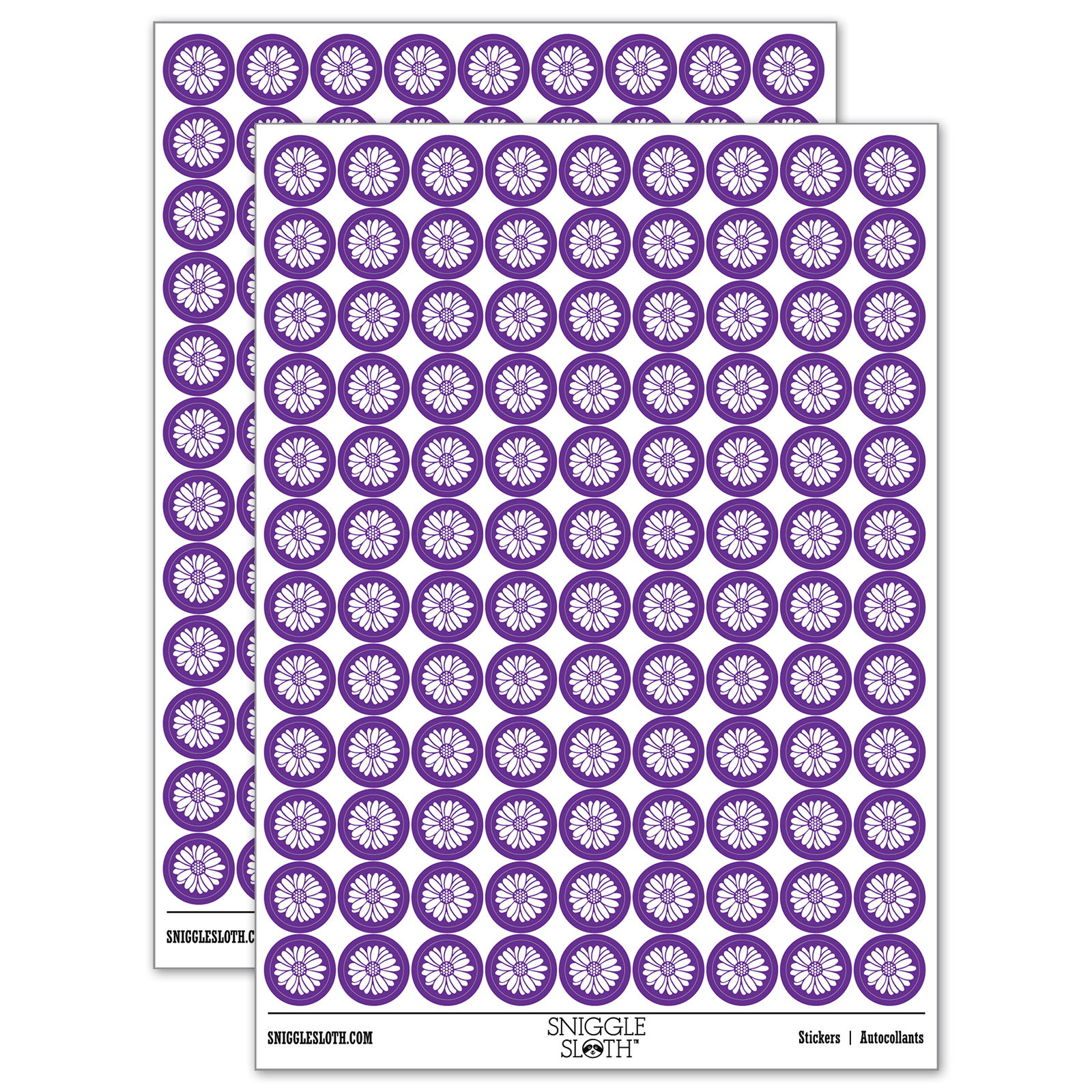 Single Daisy Flower 200+ Round Stickers - Purple - Matte Finish - 0.50 ...