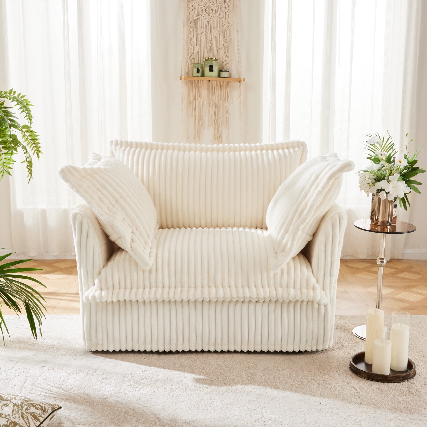 Single Deep Seater Comfy Single Couch Sofa, Corduroy Armchair with Two ...