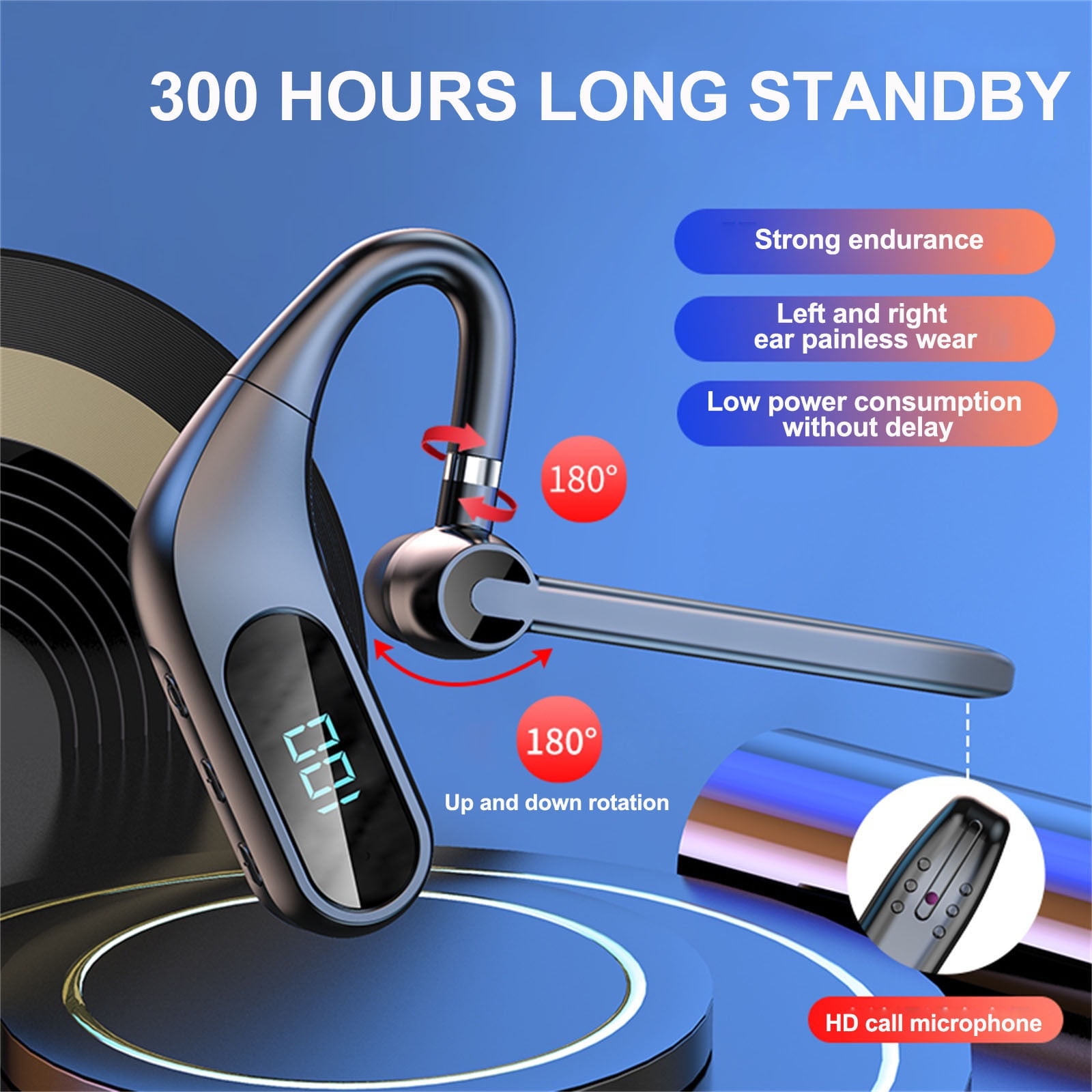 Single Digital Display Wireless Bluetooth TWS-Headphones Headset 5.0 ...
