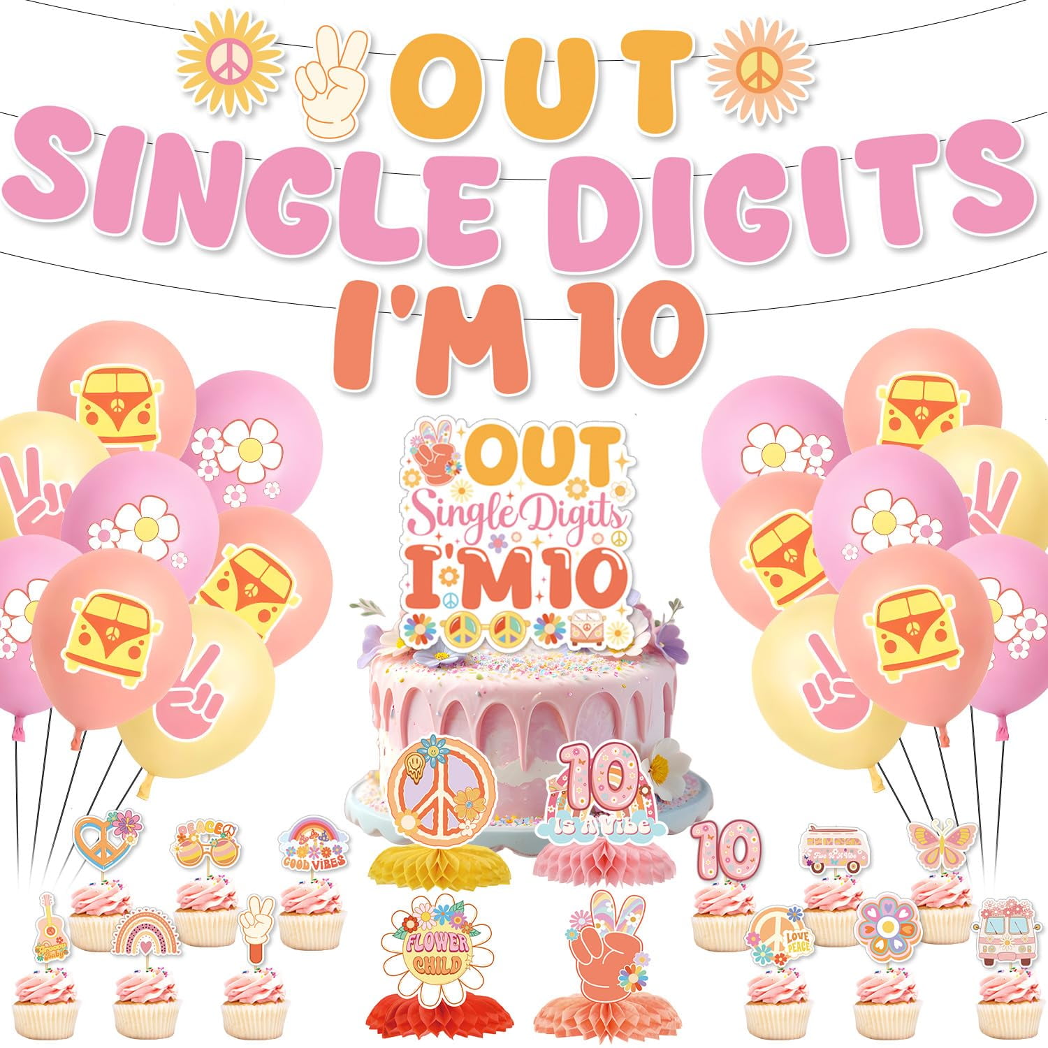 Out Single Digits Party Decor - RST1 Lovarywow 38PCS 10th Decorations ...