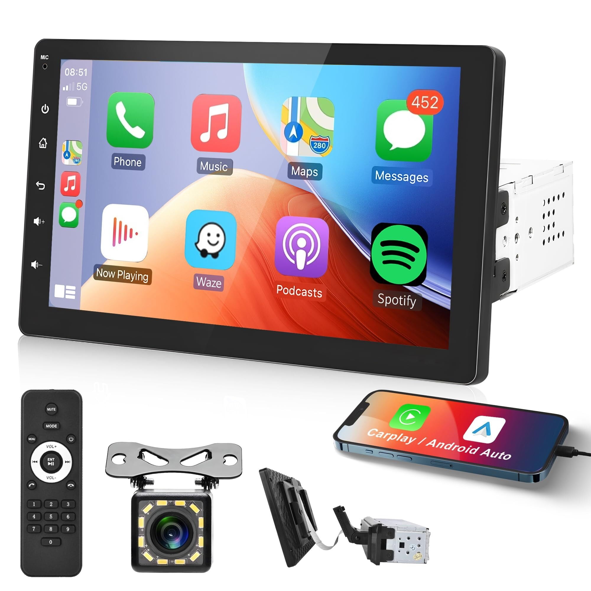 Single Din Car Stereo with CarPlay, Sovob 9 Inch Touch Screen Car Radio ...