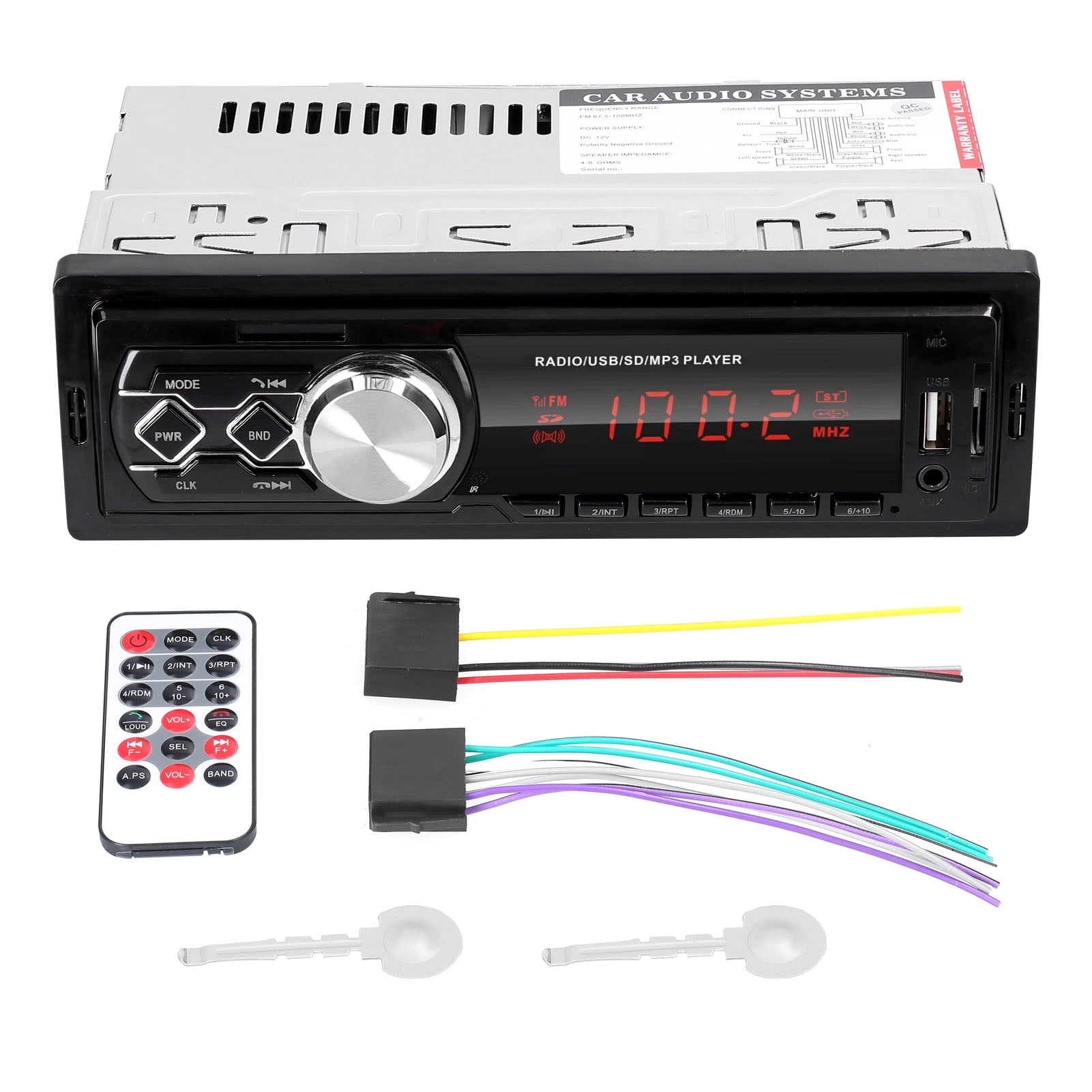 Single Din Car Stereo Receiver BT MP3 Player Support Hands-Free Calls U ...