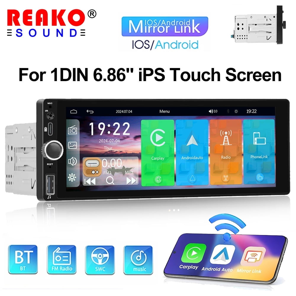 Single Din Car Stereo Wireless Apple Carplay 6.9 Inch MP5 Touchscreen ...